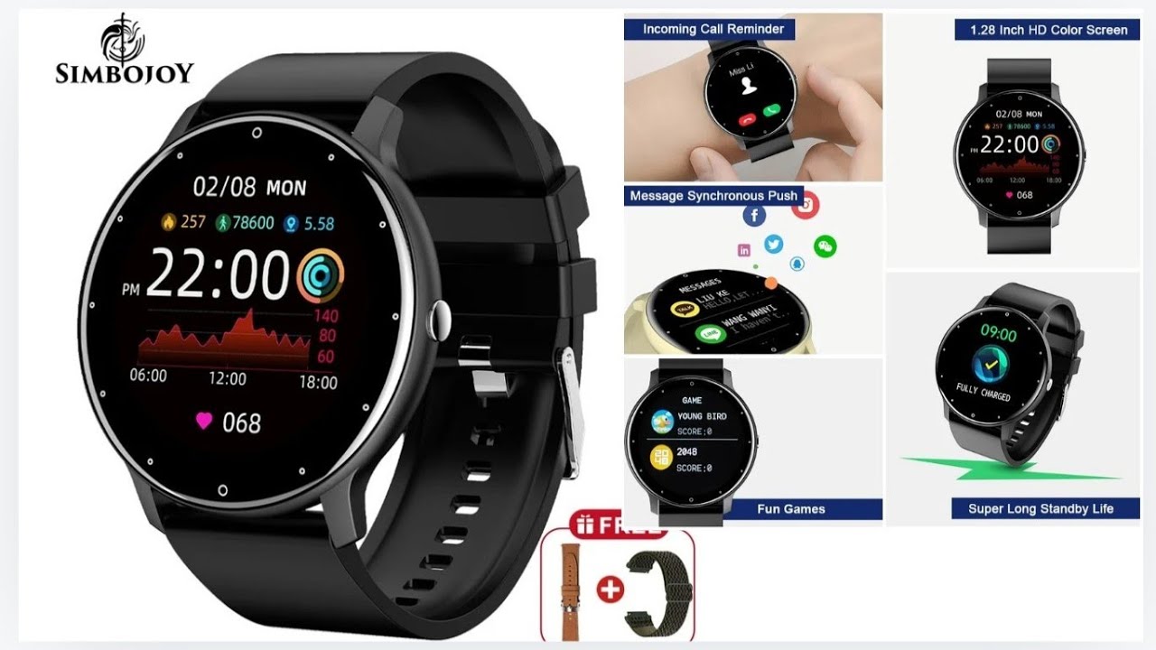 Simbojoy SmartWatch ZL02D Layar terang 1.28" - anti air IP67 ...