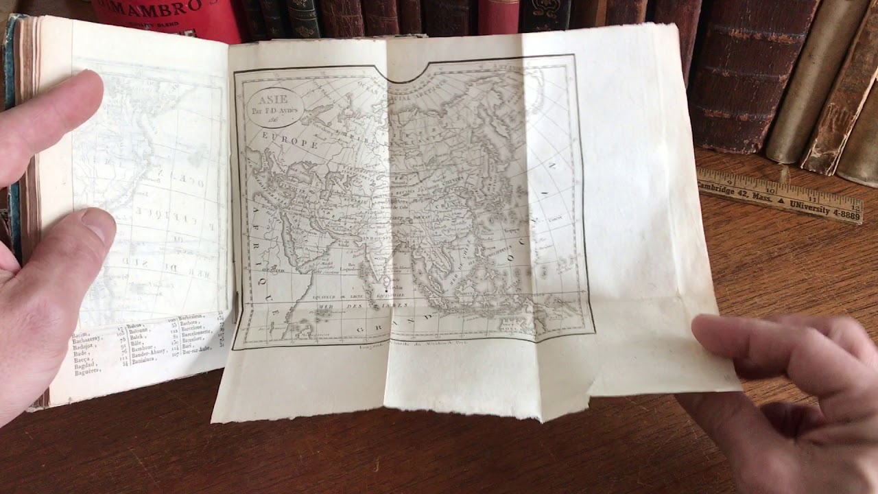 Rare 1822 small pocket atlas world maps complete original paper binding ...