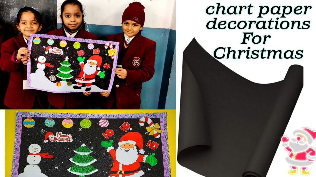christmas decorations on chart paper/chart paper decoration ideas ...