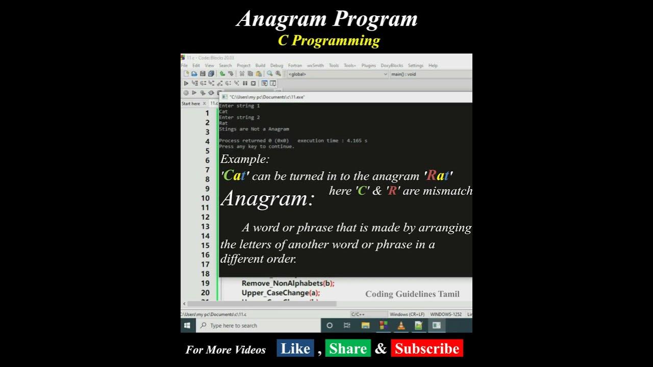 Anagram Program | C Programming | #short - YouTube