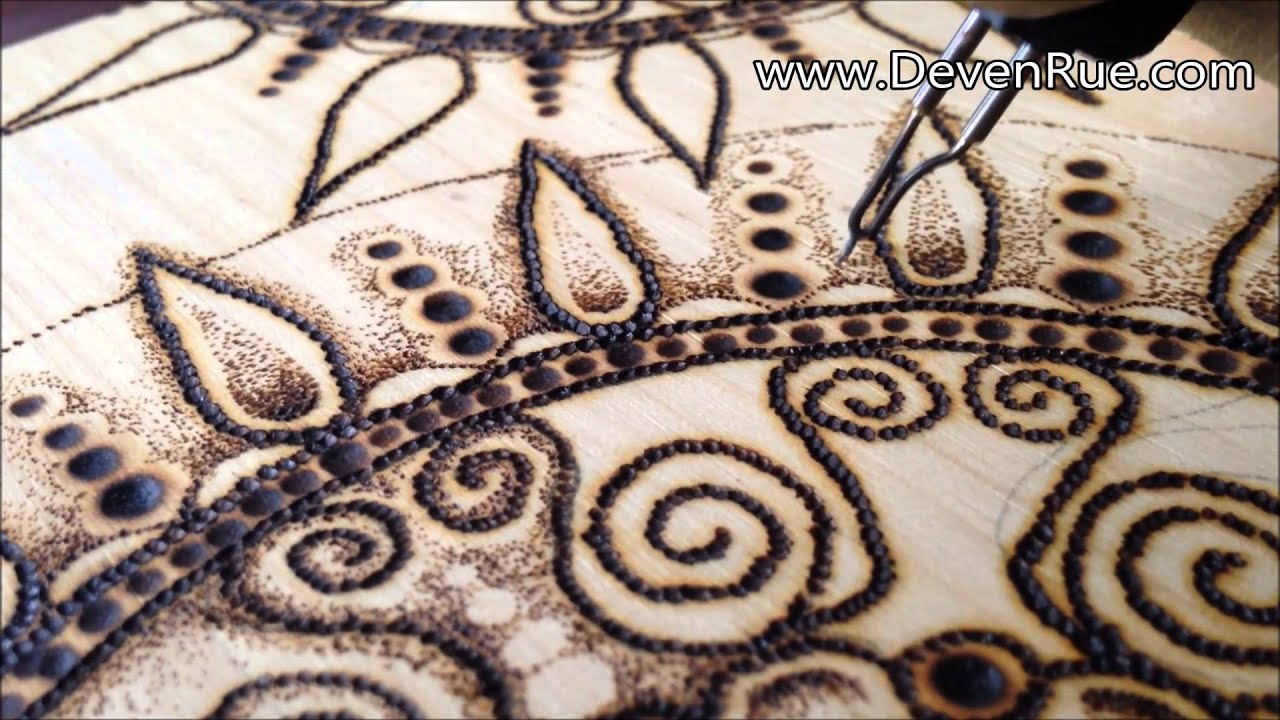 Deven Rue Pyrography: Stippling Sunflower Jewelry Box - YouTube