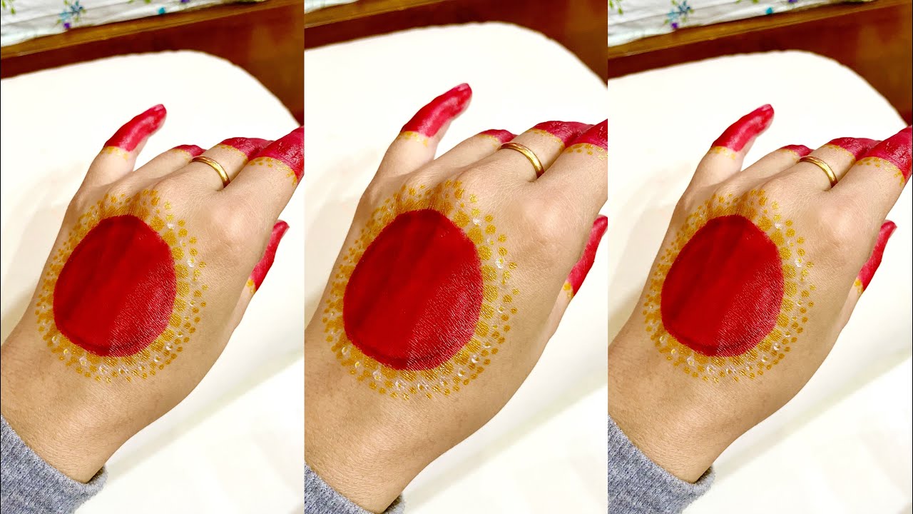 Bengali bridal alta design tutorial for backhand || unique alta art ...