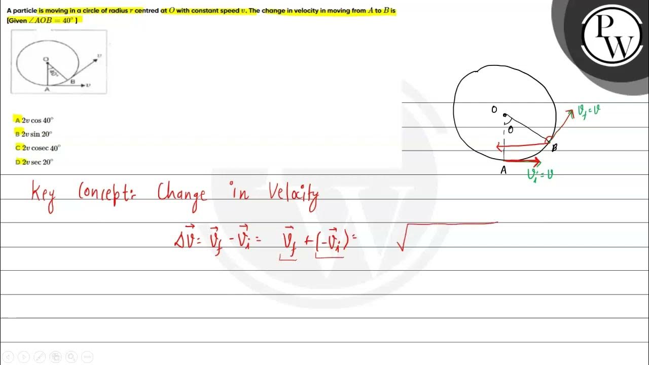 A particle is moving in a circle of radius \( r \) centred at \( O \) with constant speed \( v ...