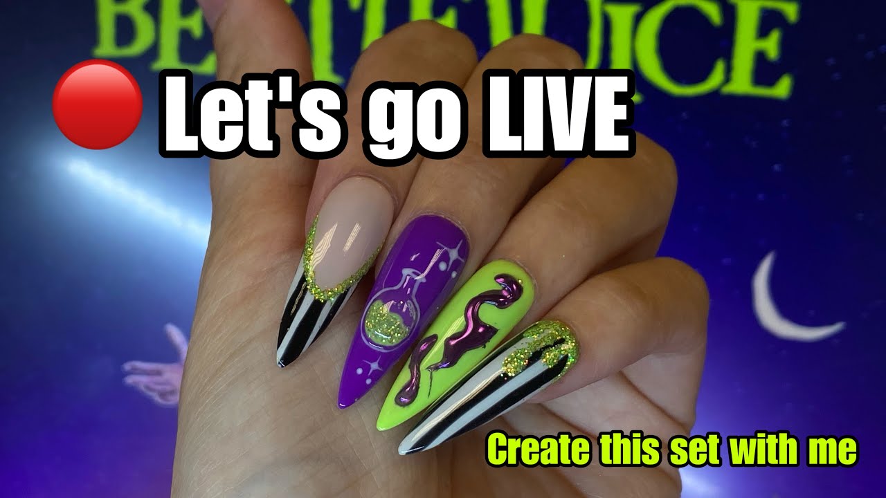 Ninja Nail Fairy is live 🔴 Gel Halloween nail art 💚💜 & new glitters ...