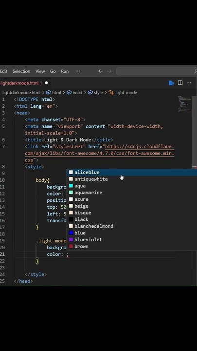 How to Toggle Light & Dark Mode with icons using JavaScript - YouTube