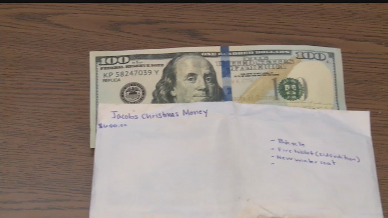 Envelope labeled ‘Jacob’s Christmas money’ contained six fake $100 ...