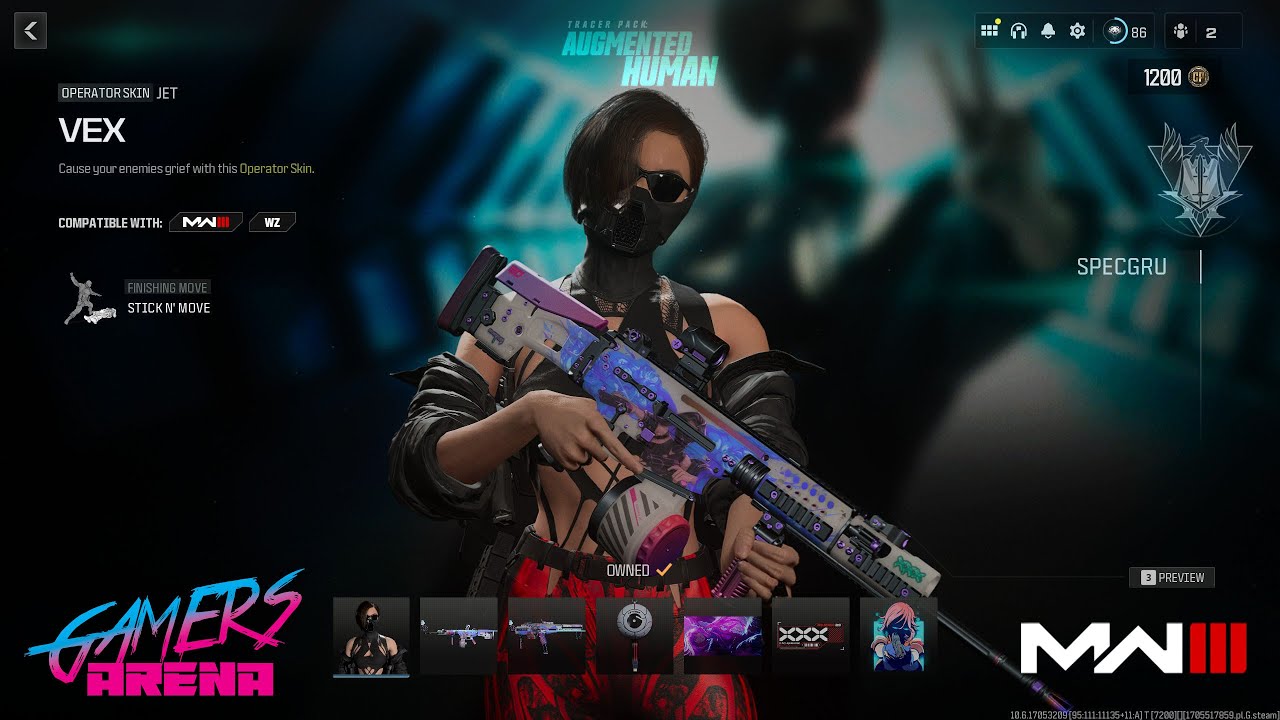 COD MW3 Tracer Pack AUGMENTED HUMAN Jet Operator Skin Hard Unlocked PS ...