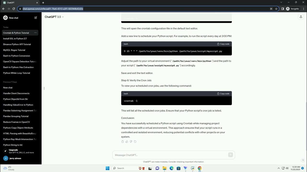 Crontab with python and venv - YouTube