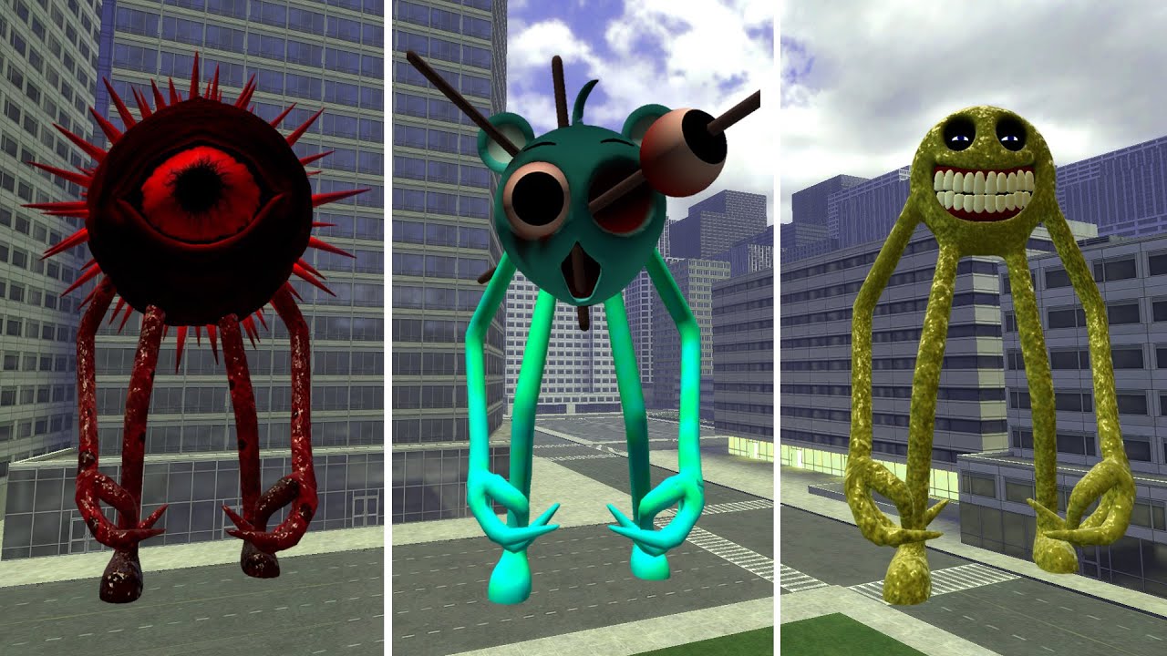 ALL DEPRAVED SMILEY MONSTERS VS CITY IN GARRY'S MOD! - YouTube