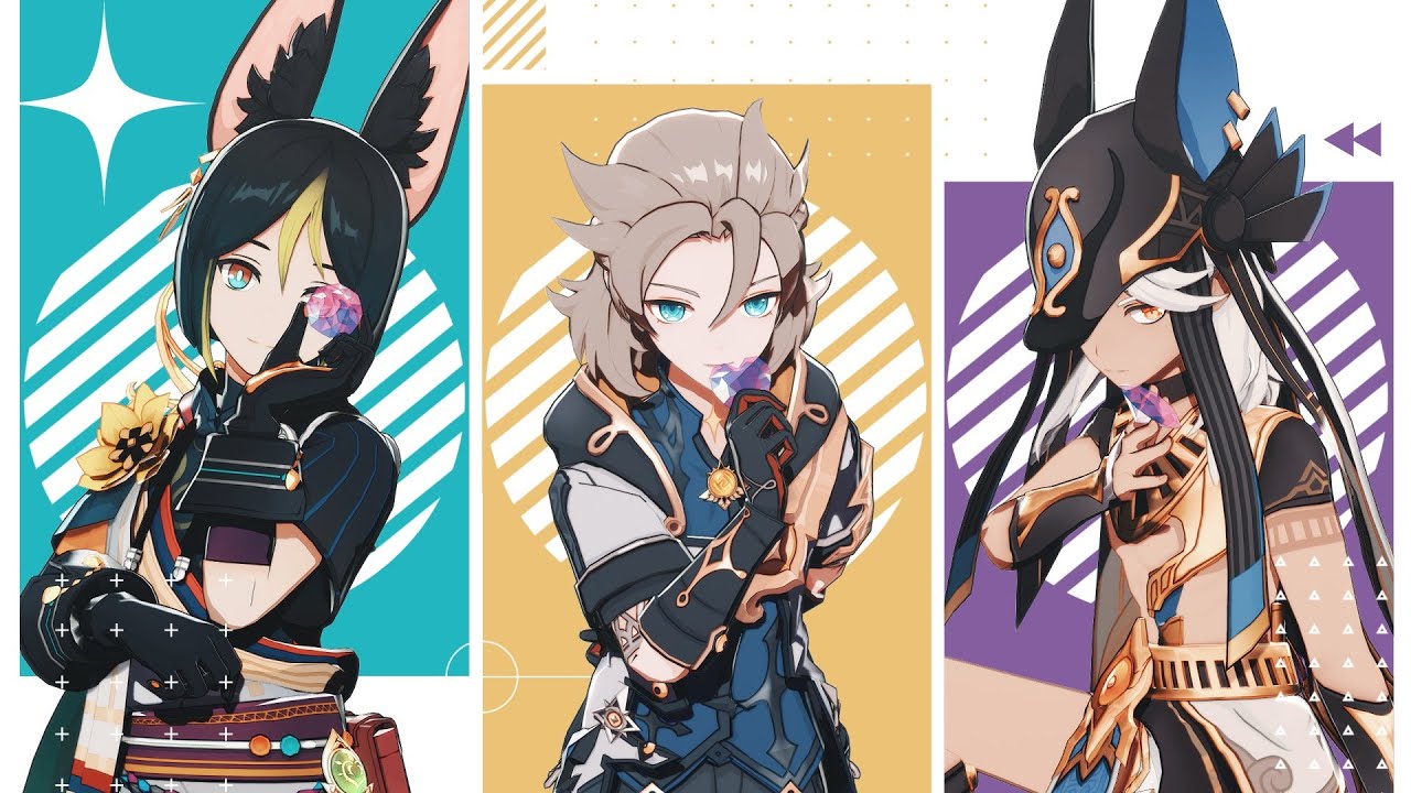 【原神/Genshin Impact MMD】 jewel 【ティナリ · アルベド · セノ / Tighnari · Albedo ...