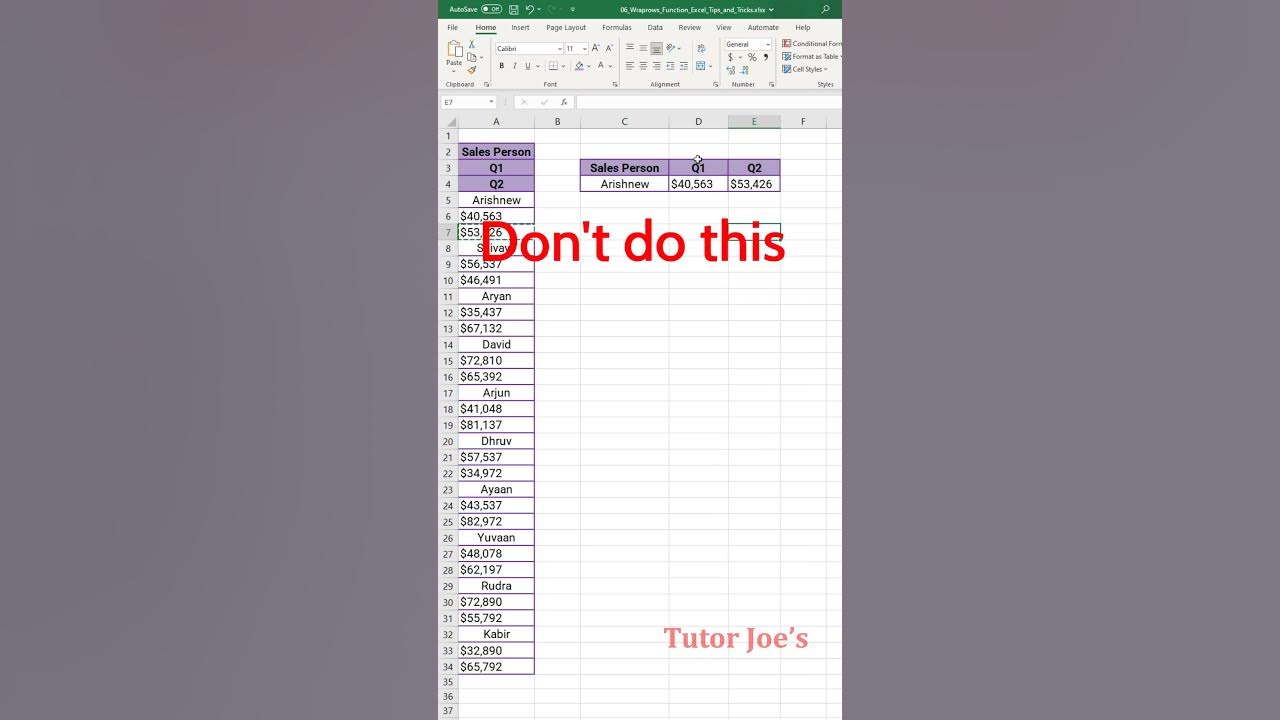 Mastering Text Wrapping in Excel: Introducing the WRAPROWS Function | Tutor Joes - YouTube