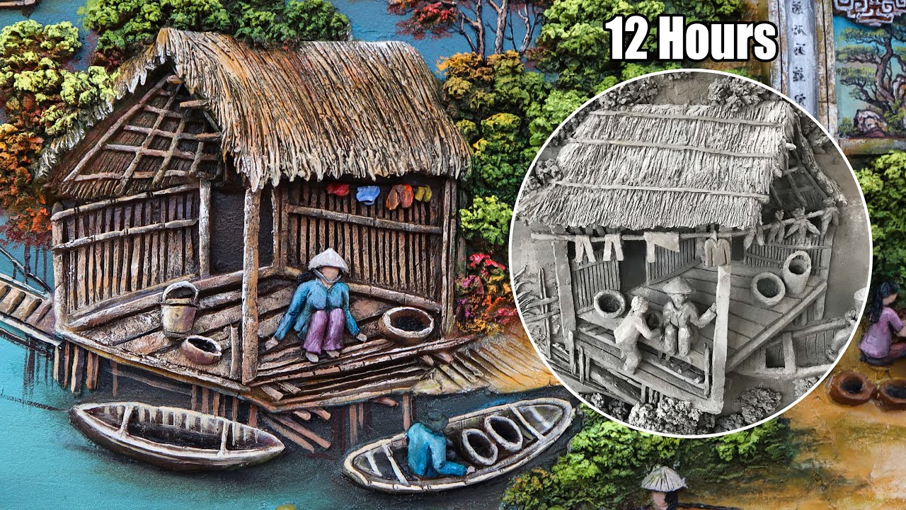 12 hours, I making this bas-relief with cement - Art VN - YouTube