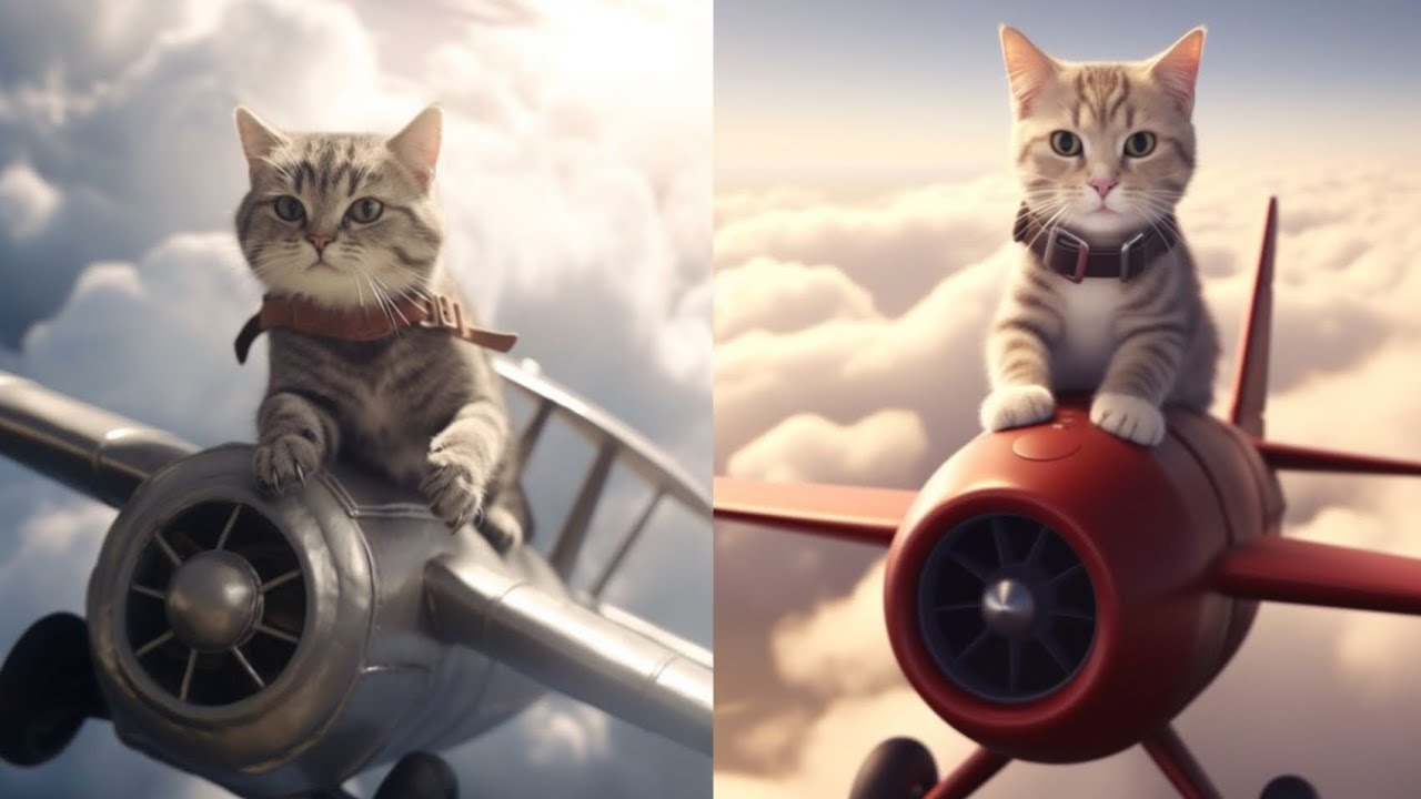 Flying ginger cat unique Art piece showcasing Sky Adventure - YouTube