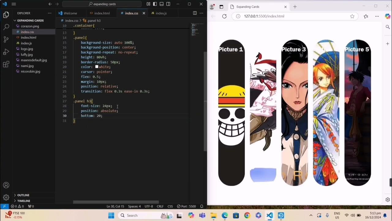 expanding cards using html css javascript - YouTube