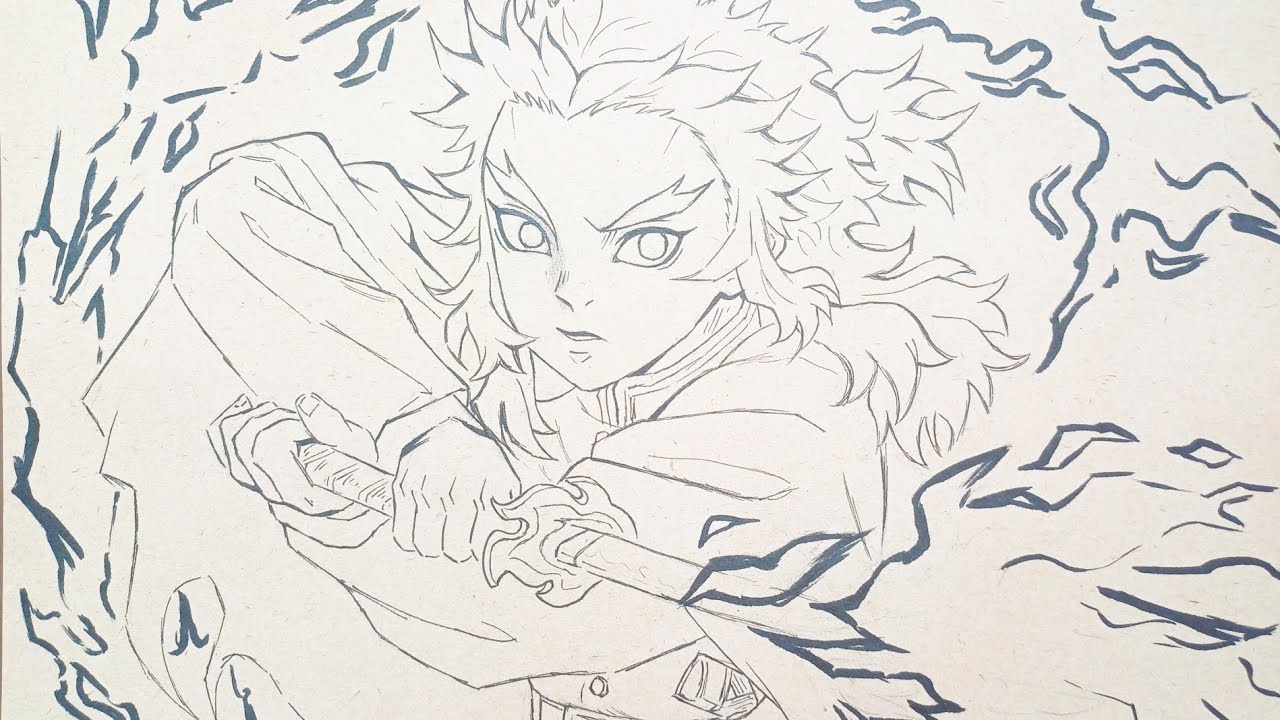 [how to draw Rengoku ] how to draw anime step by step/ Rengoku ...