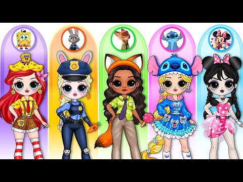 Disney Princess & Wednesday Glow Up Into Zootopia 2 | DIY Paper Dolls Fashion