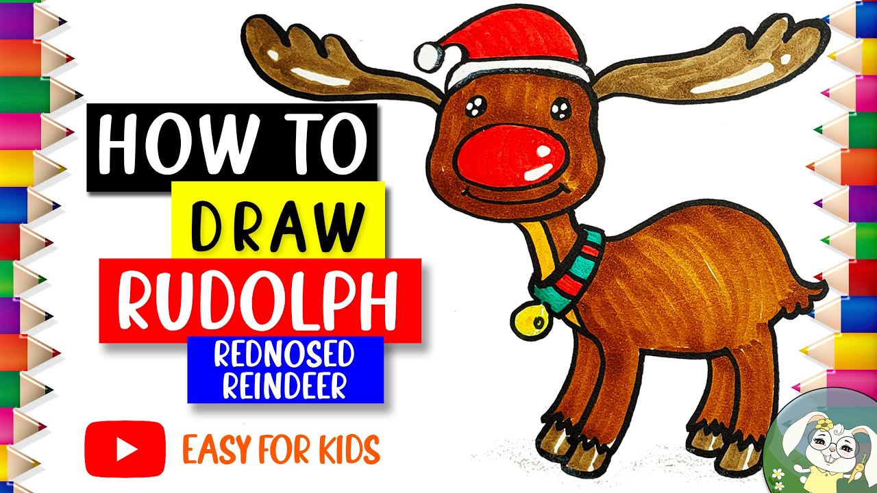 How to Draw Rudolph - Easy drawing for kids #howtodraw #rudolph # ...