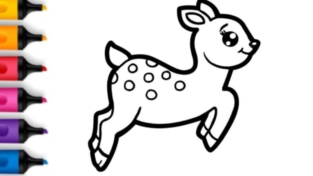 Easy Deer buck Drawing Step by step drawing for kids & toddlers | Easy ...