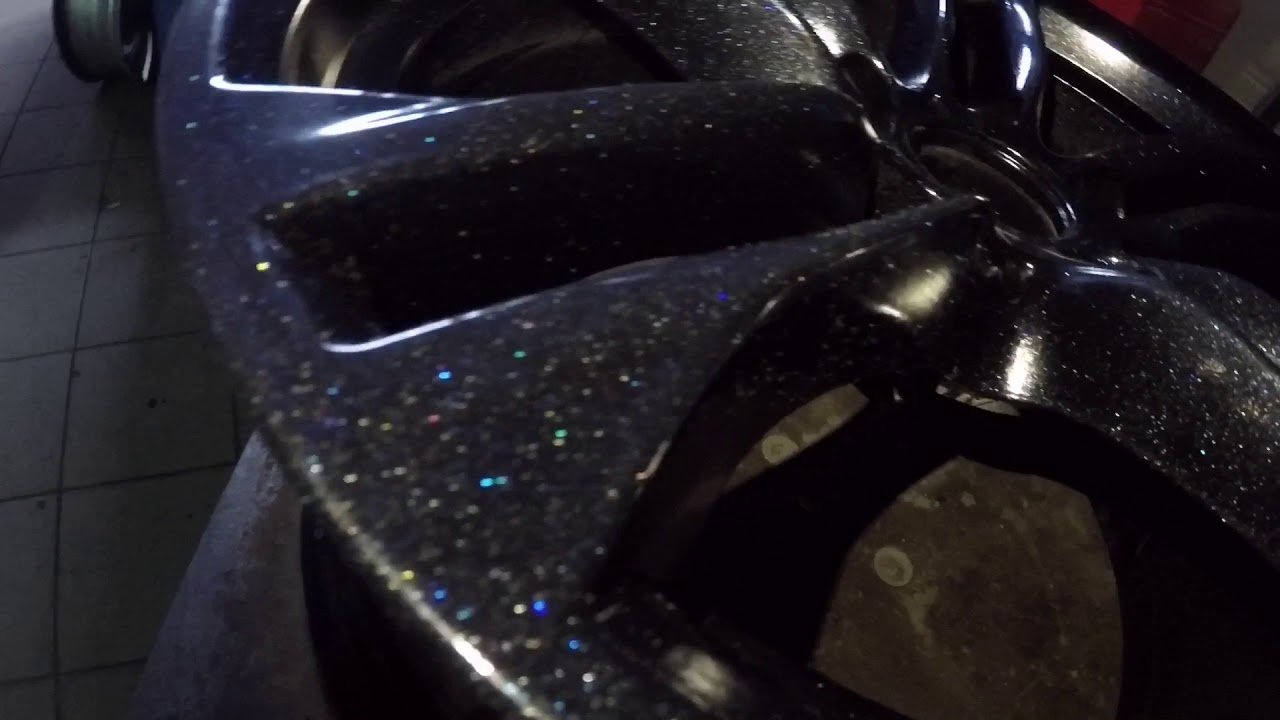 Black Gloss+ extra flakes + extra blue flakes - YouTube