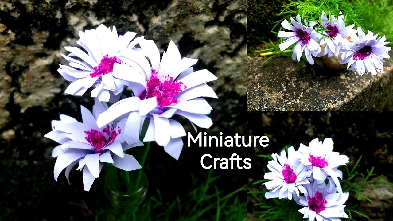 Miniature Flowervase making || Flower making with white paper ||small ...