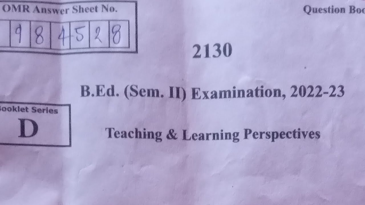 b.ed 2nd semester paper teaching and learning prospectives #rmpsu # ...