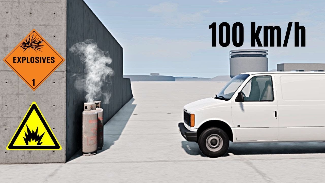 Truck VS Explosive gas cylinder - BeamNG Drive - YouTube