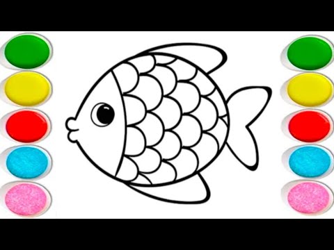 How to draw colorful Fish || easy painting step by step for kids - YouTube