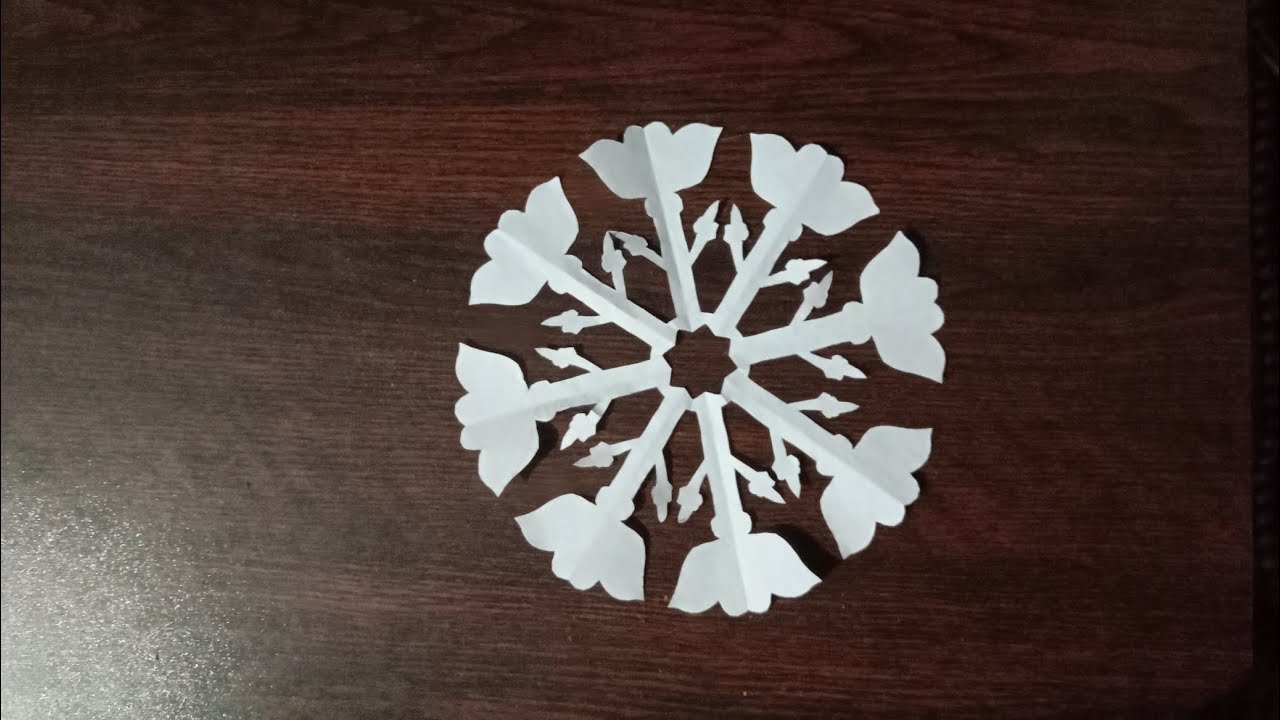 Rose paper snowflake flower making,,, how to make rose paper snowflake ...