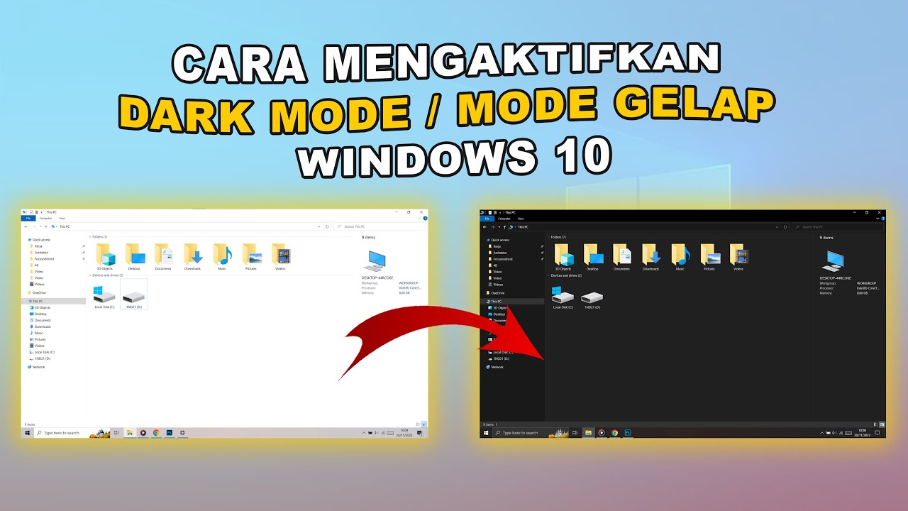 Cara mengaktifkan mode gelap di windows 10 - YouTube