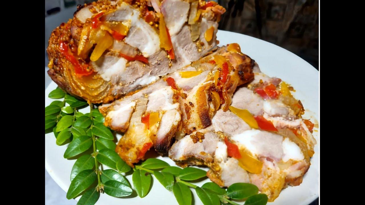 ЗАПЕЧЕННАЯ СВИНАЯ ШЕЯ с перцем, сыром и беконом. - YouTube
