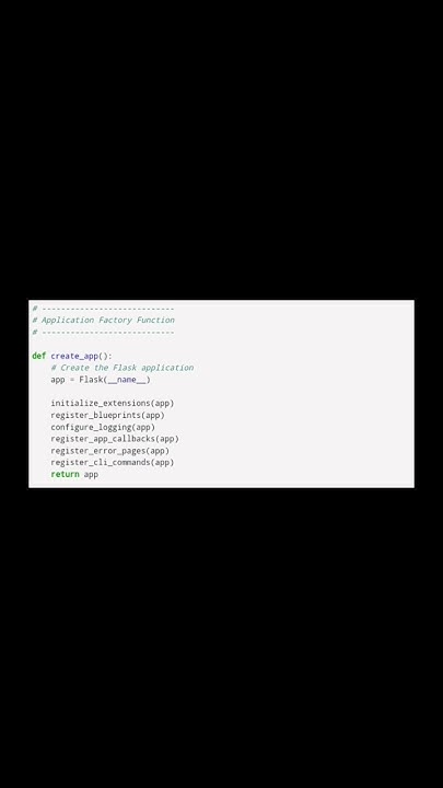 Flask Application Factory Function Developer Programming Code Python Cleancode Flask Youtube