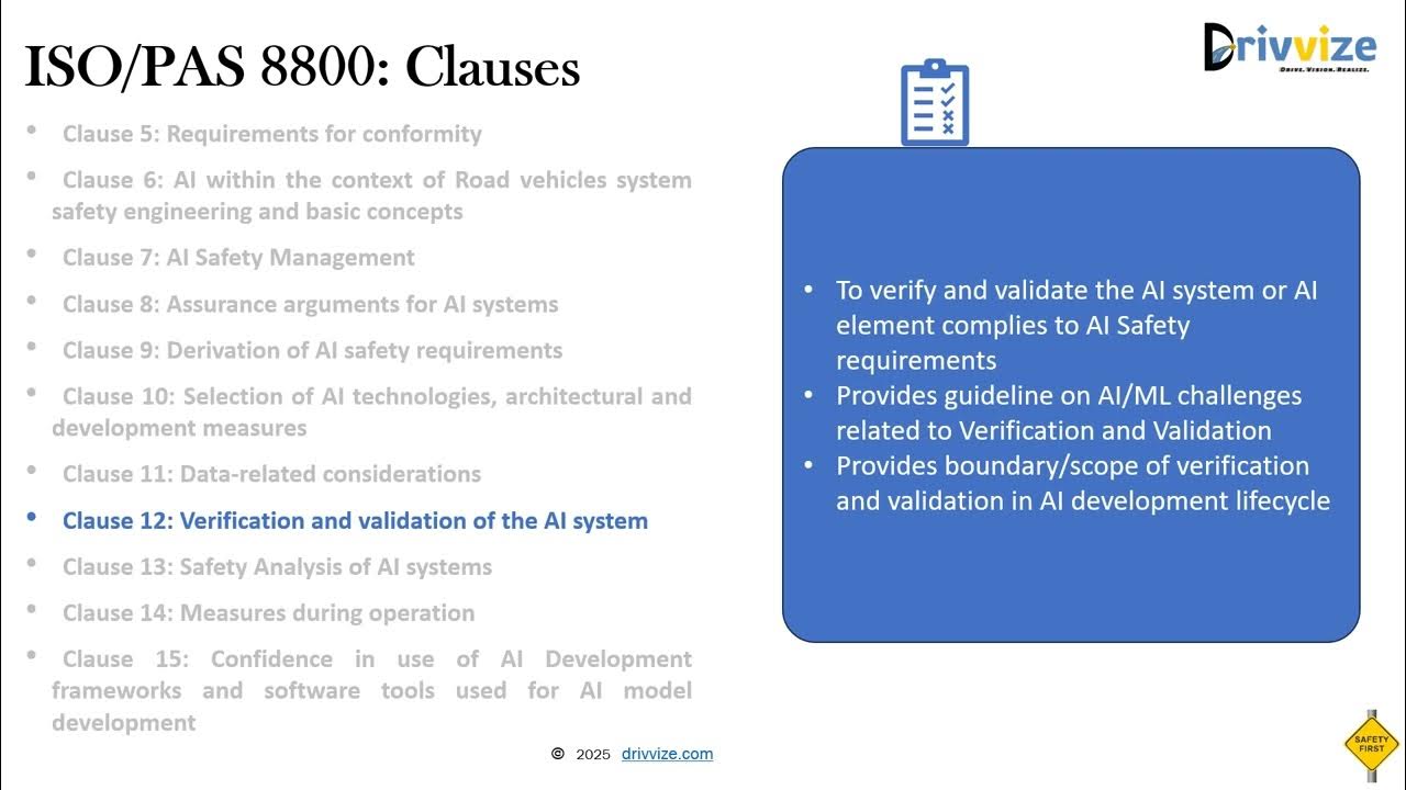 ISO/PAS 8800: 2024 (AI Safety) - Overview of Clauses - YouTube