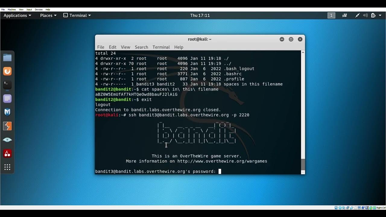 Bandit overthewire levels 0-4 - YouTube