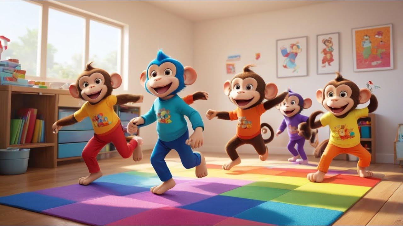 "5 Silly Monkeys 🐵 Jumping Fun! | Original Nursery Rhyme for Toddlers ...