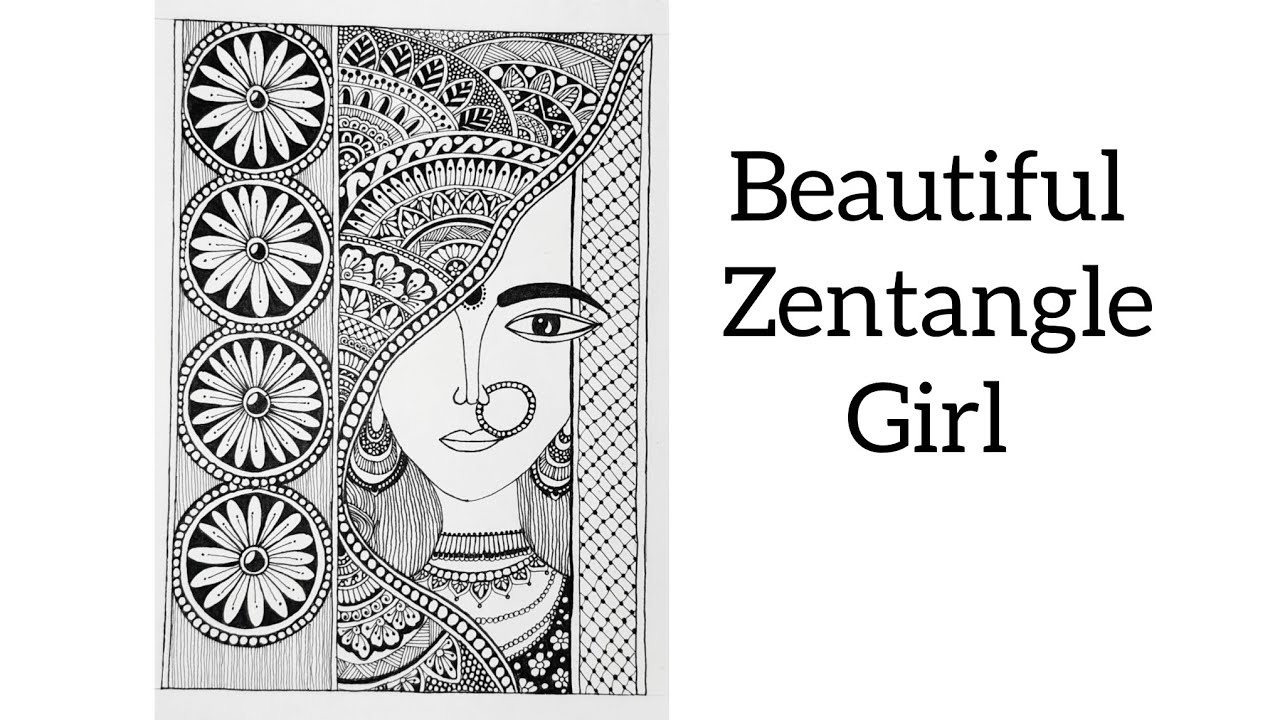 Turning Zentangle Patterns into a Beautiful Girl Portrait | Relaxing ...