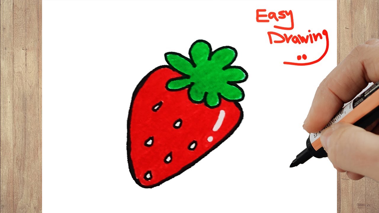 How to draw a strawberry step by step | DRAWING A STRAWBERRY EASY - YouTube