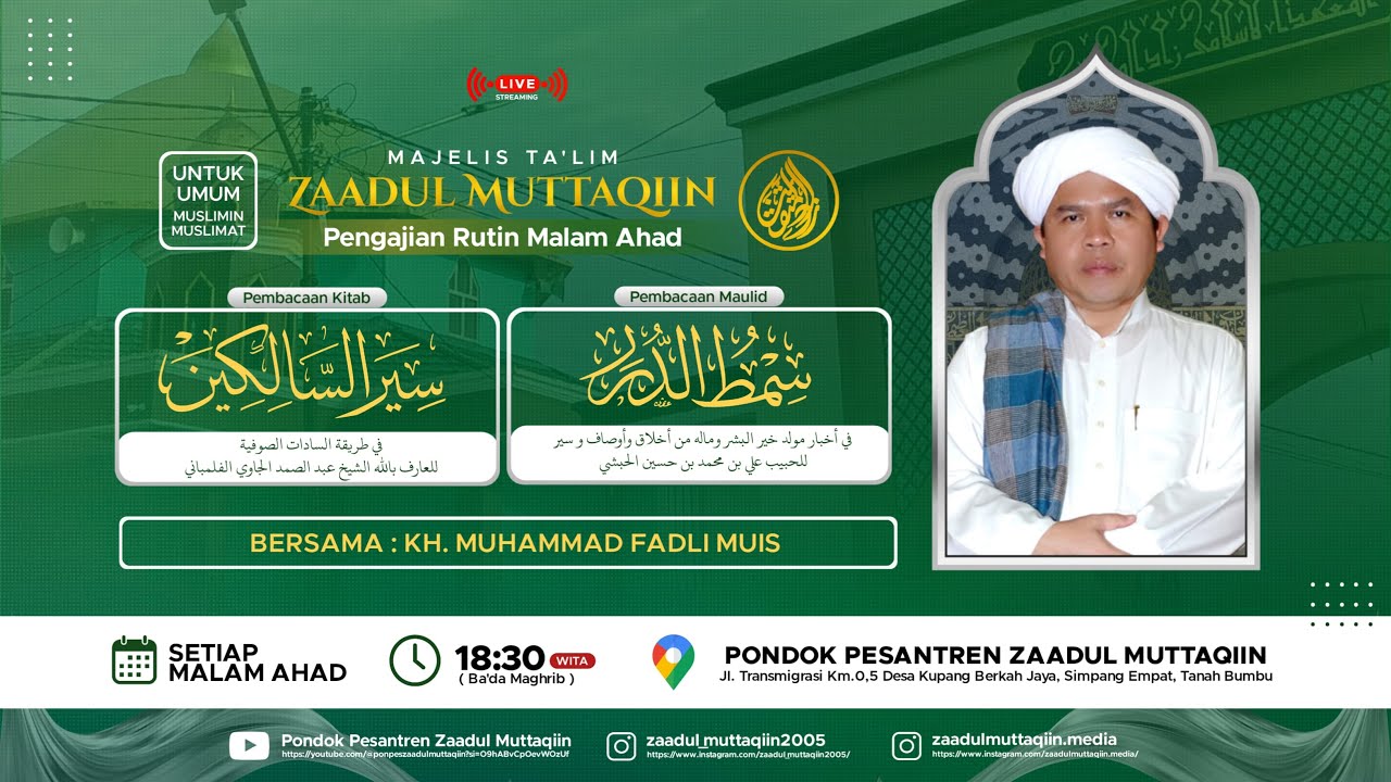 LIVE | PENGAJIAN KITAB SIYARUSSALIKIIN JUZ 3 - KH. Muhammad Padli Muis ...