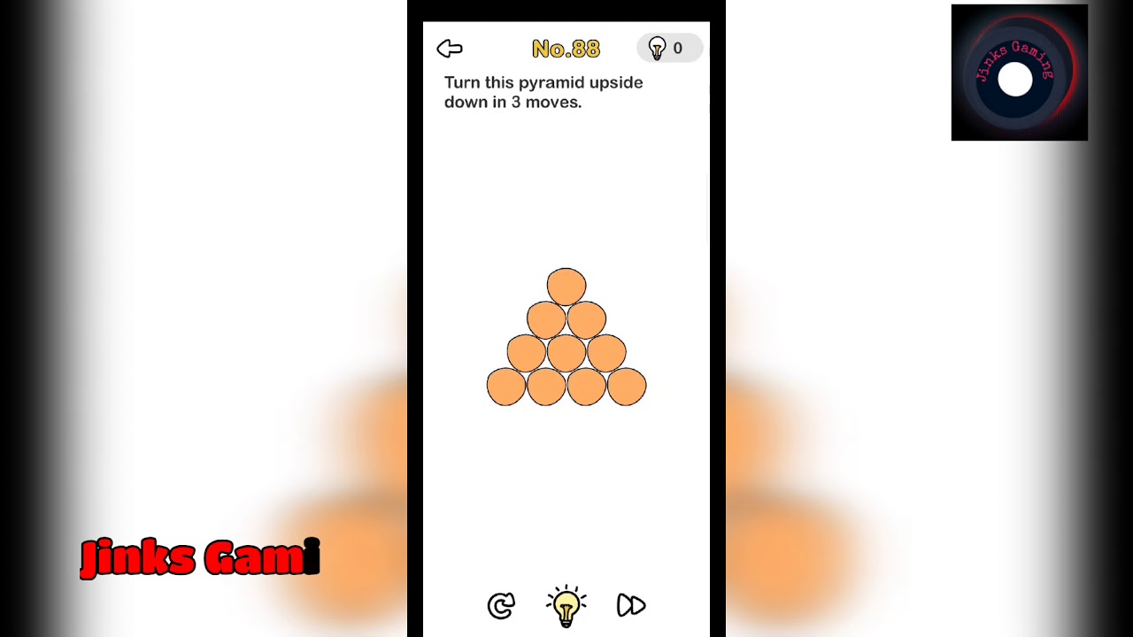 How to pass Brain out level 88?Turn this pyramid upside down in 3 moves ...