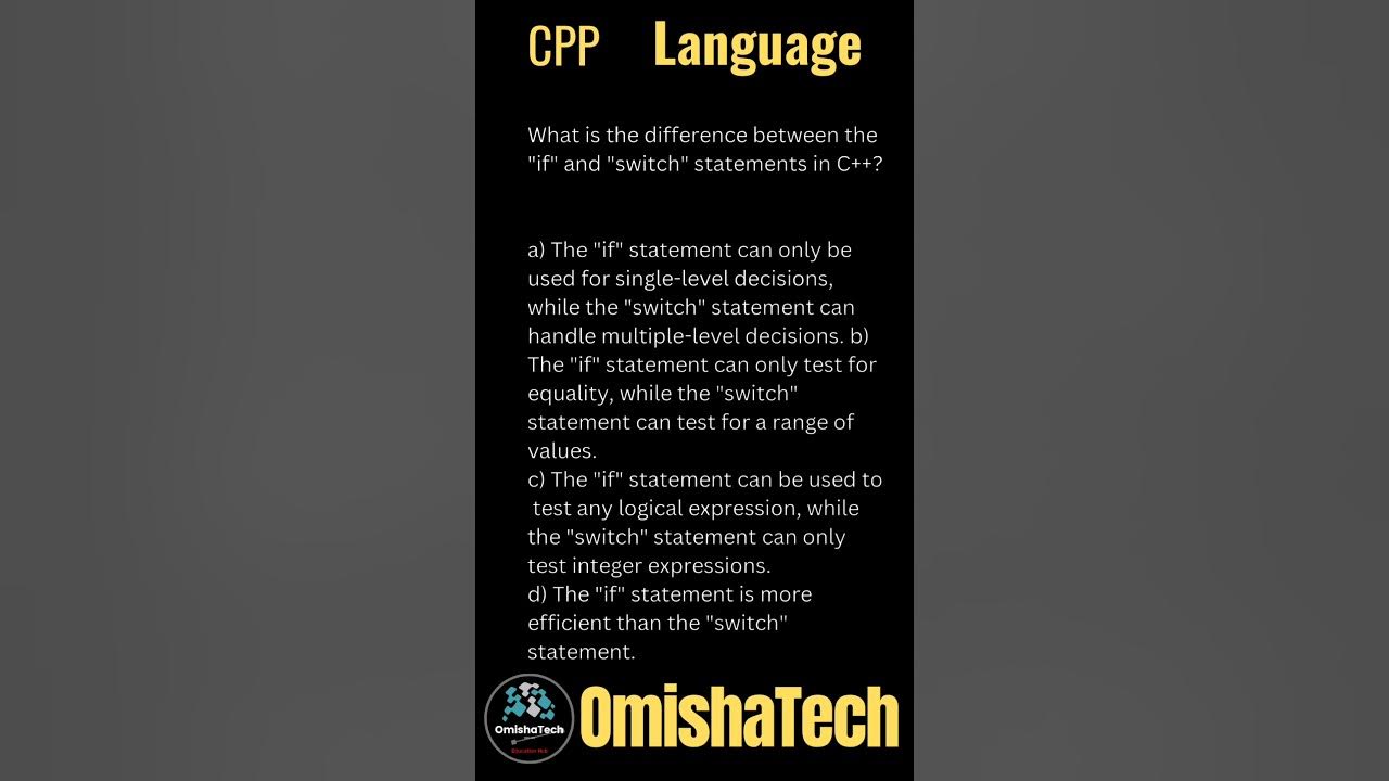 Difference between if and switch case statement | C programming #shorts #viral #omishatech #c ...