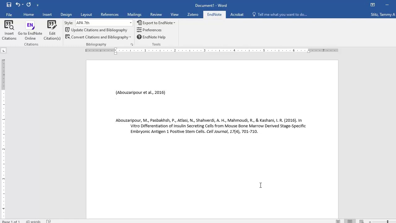 Formatting your Word Document using the EndNote Plug in - YouTube