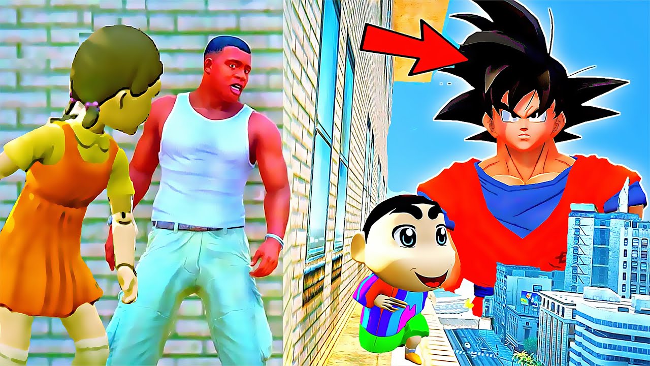 Franklin and Shinchan & Pinchan play HIDE AND KILL with Squid Game Doll ...