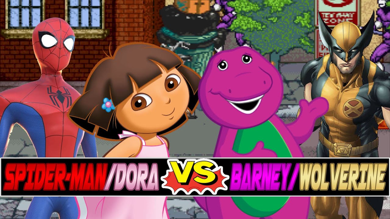 M.U.G.E.N. Battles | Spider-Man/Dora the Explorer vs Wolverine/Barney ...
