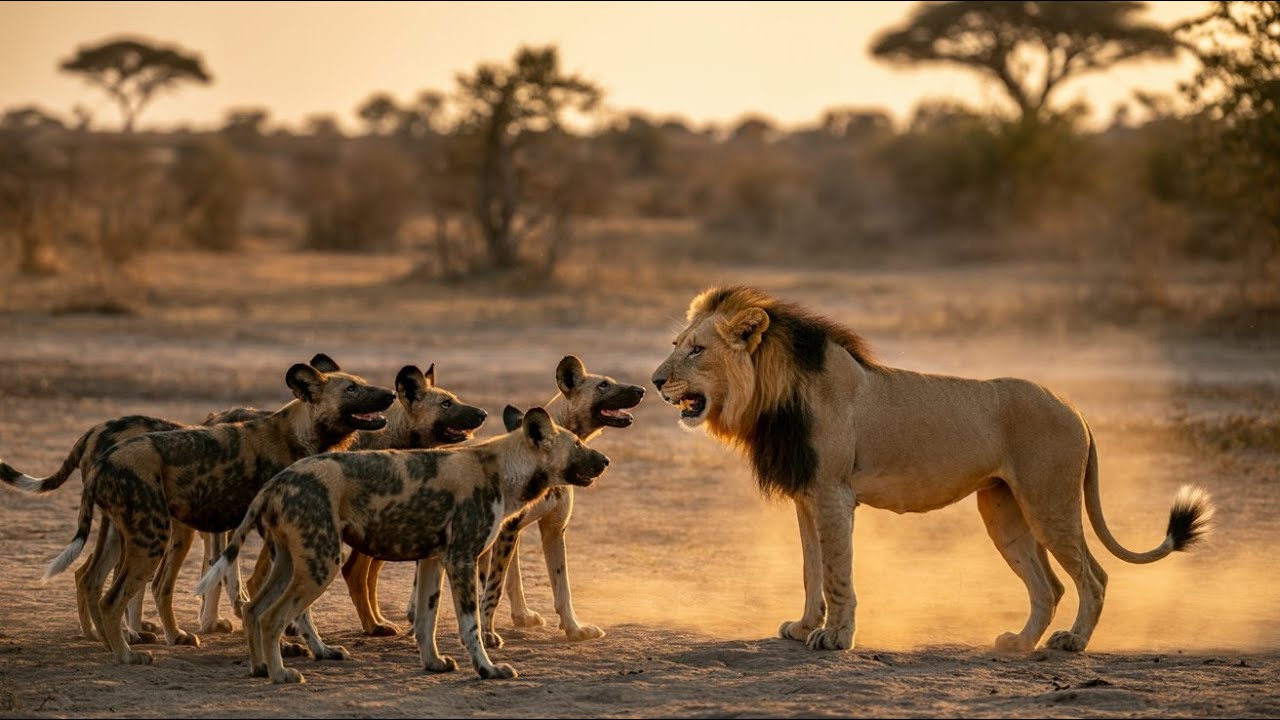 WILD DOGS VS LION | The Battle of the Wild King | Nature Animal ...