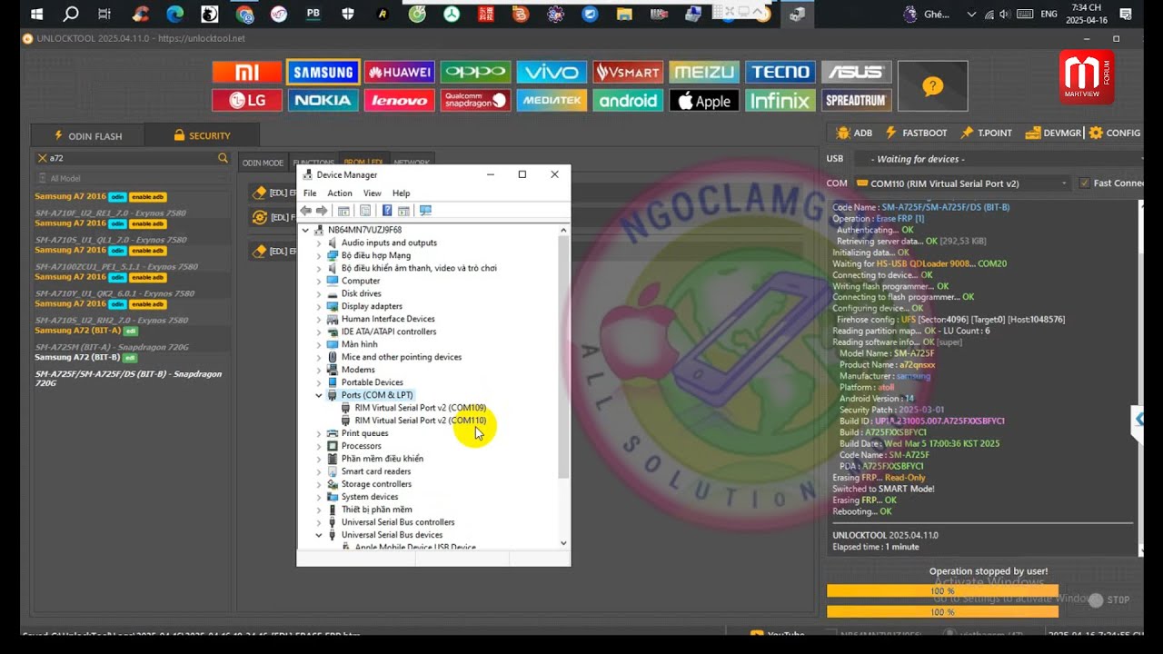 SAMSUNG A72 (SM-A725F) BIT B FRP REMOVE BY UNLOCKTOOL - YouTube