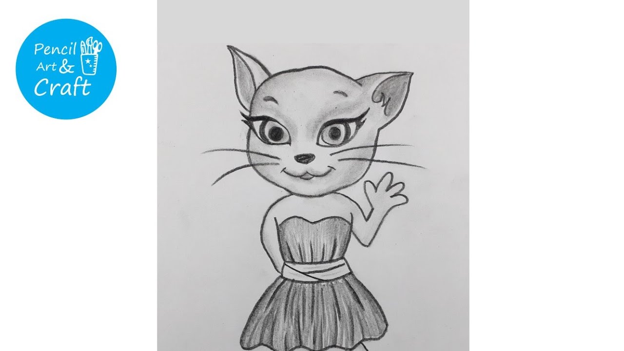 How to Draw My Talking Angela | Step-by-Step Cartoon Drawing Tutorial ...