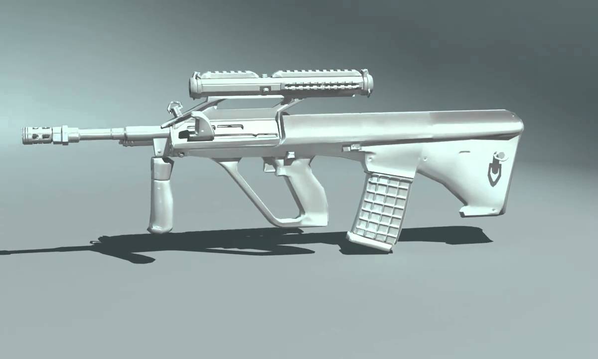 Steyr Aug A3 Low-poly model turnaround - YouTube