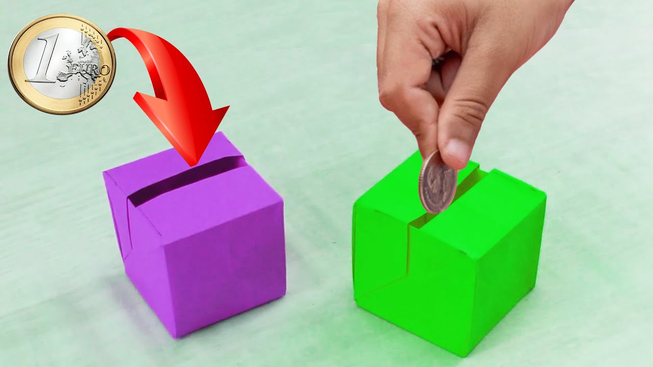 Paper piggy bank for spending money / Origami - YouTube