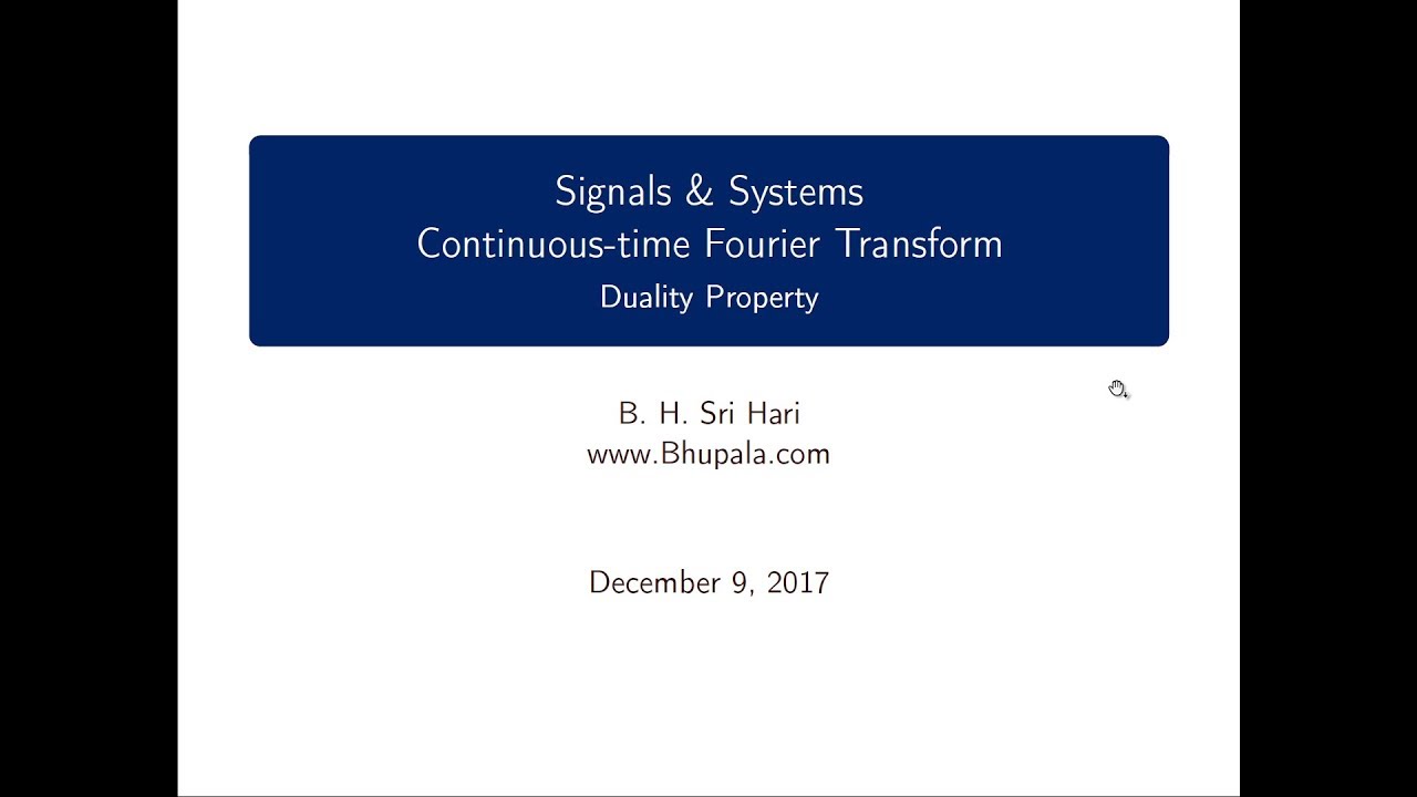 Duality of Fourier Transform - YouTube