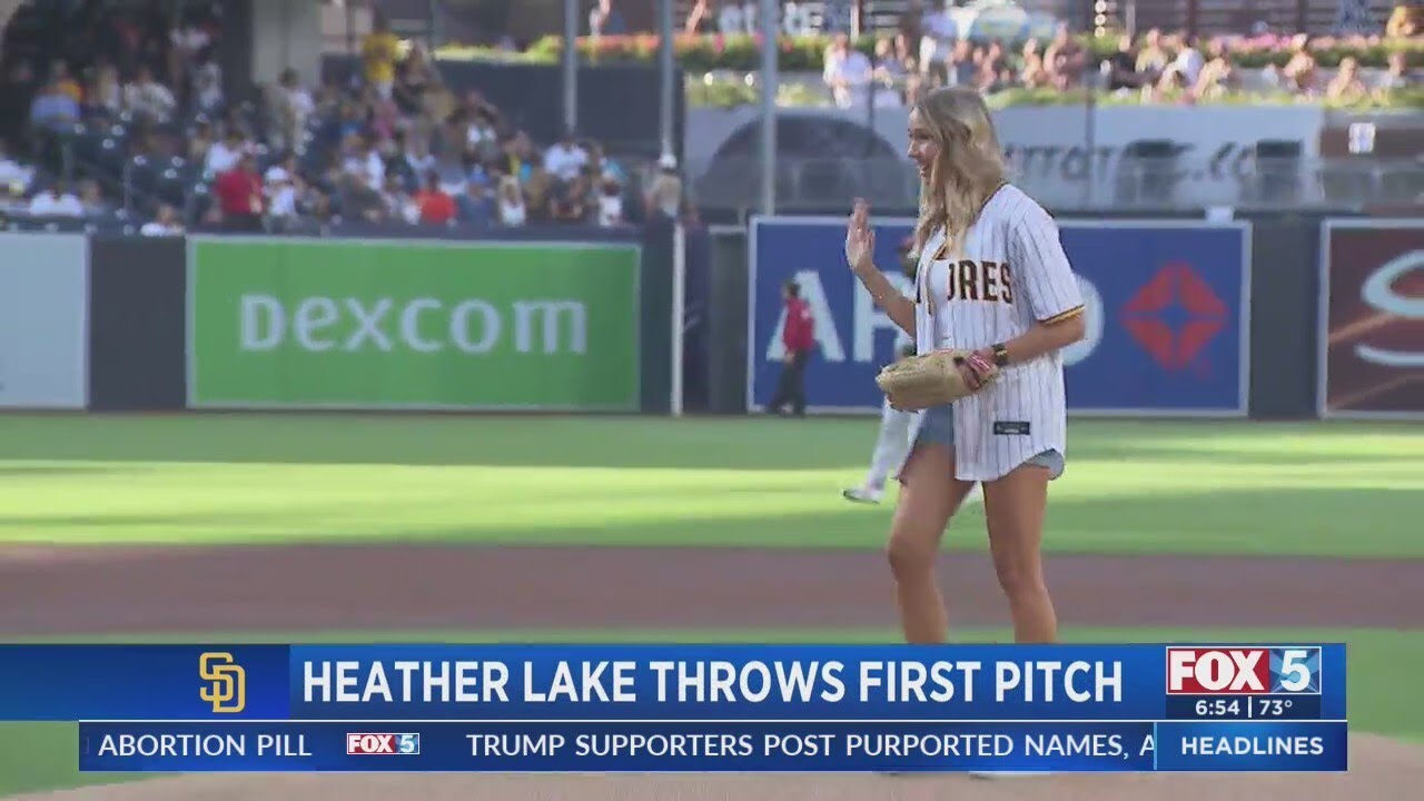 Heather Lake Throws First Pitch - YouTube