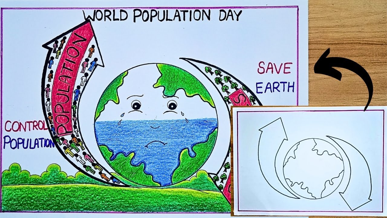 World Population Day drawing easy | World population day poster drawing ...